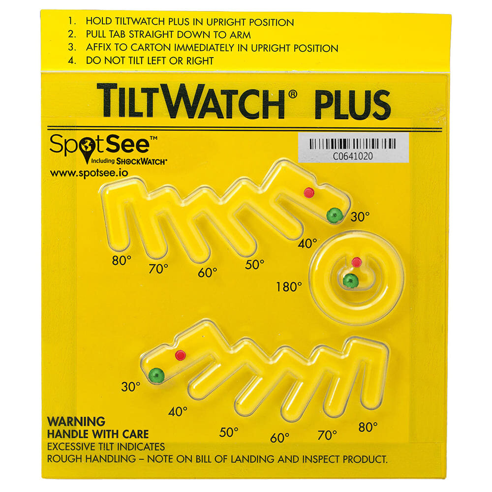 TiltWatch Plus – Kippindikator mit Gradskala & Seriennummer